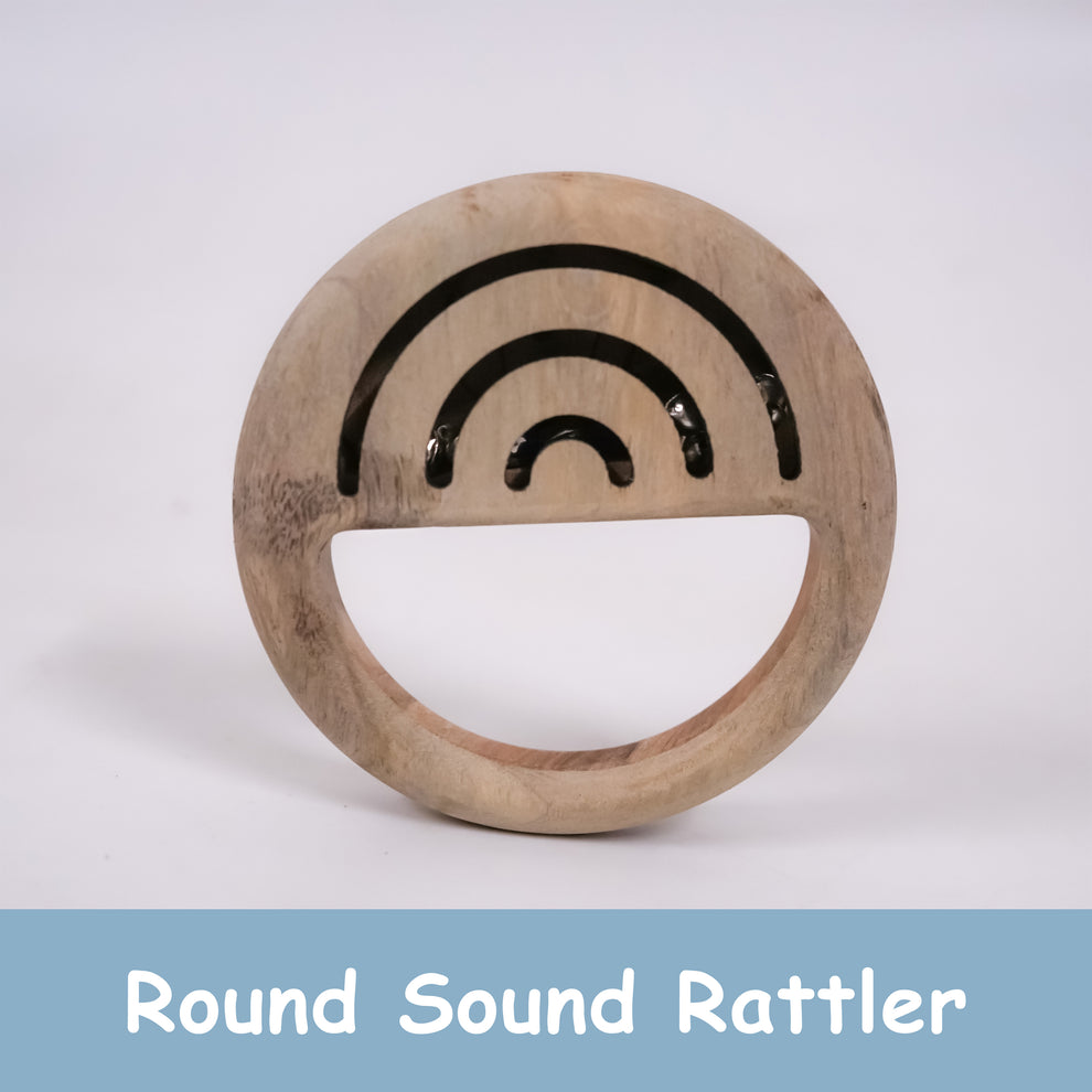 Round Sound Rattler – Neem Wood Sensory Toy for Infants – MoonToys