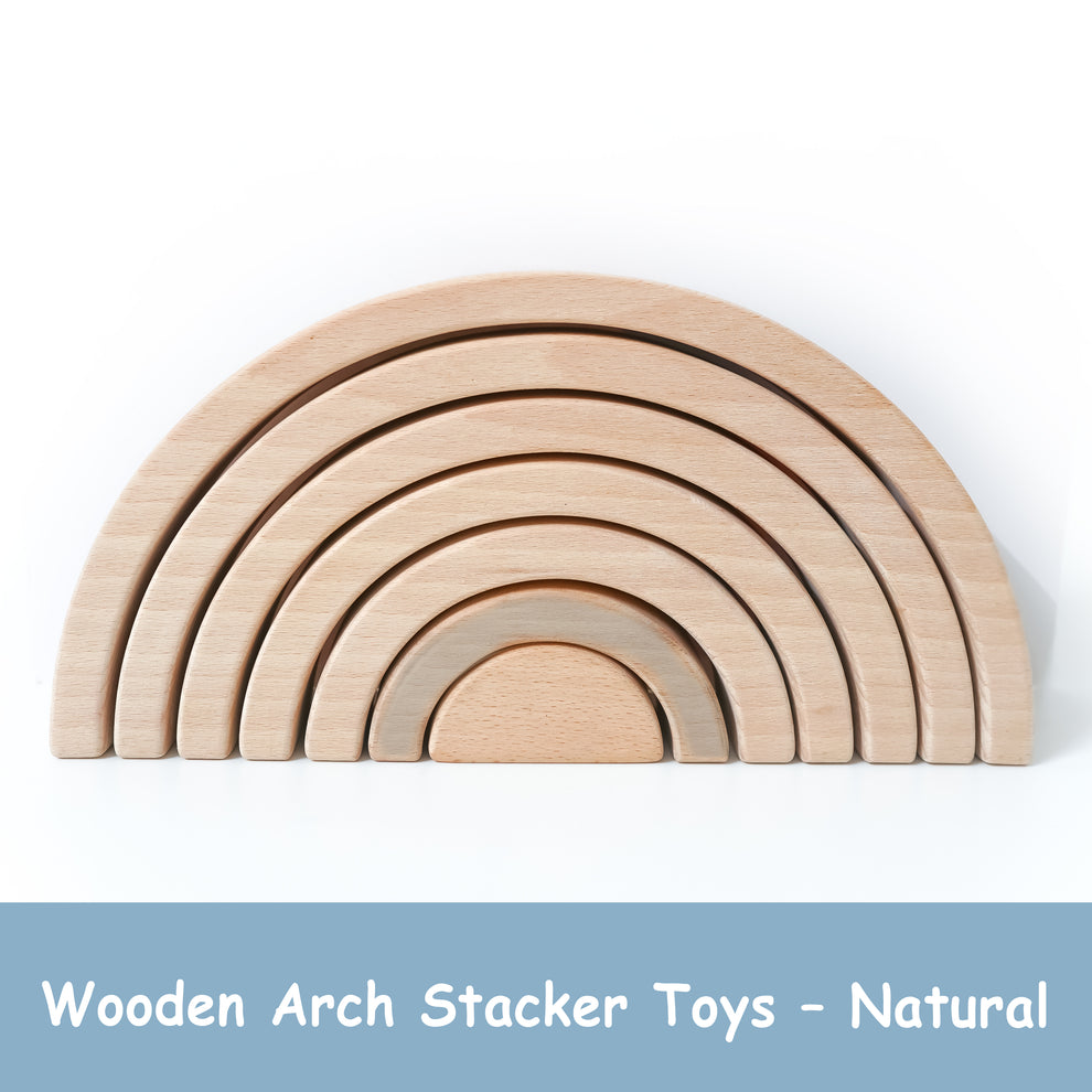 Wooden Arch Stacker Toys – Natural | Montessori Wooden Stacking Arches ...