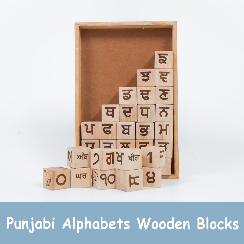 Wooden Punjabi Alphabet & Number Learning Toys Set – MoonToys